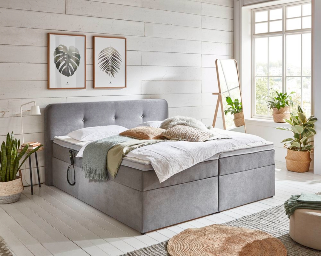 Boxspringbett "Solo" 120 x 200 cm in grau/anthrazit » Betten | Möbel ...
